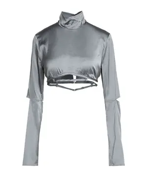 Jacquemus Solid Satin Cropped Top - Grey