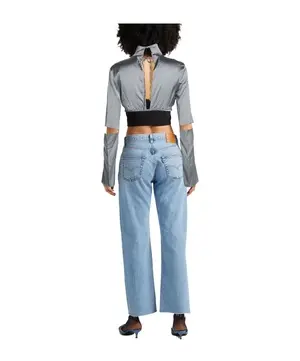 Jacquemus Solid Satin Cropped Top