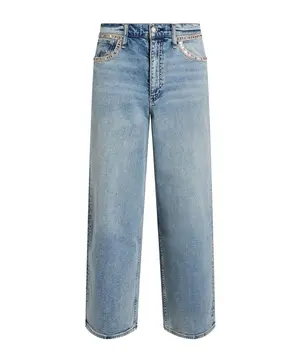 Rag & Bone Solid Color Denim Trousers - Blue