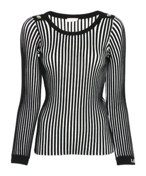 Liu Jo Striped Button Detail Long Sleeve Top