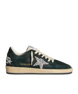 GOLDEN GOOSE Ball Star Suede Sneakers With Glitter Star - Black