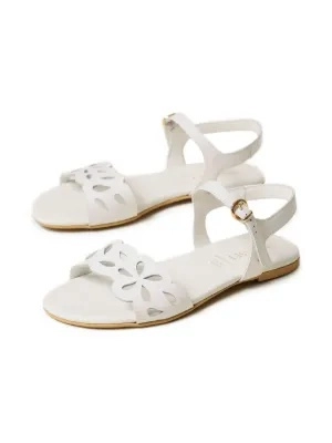 TWINSET Floral Detail Leather Sandals