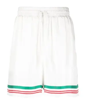 Casablanca Graphic-print Silk Shorts - White