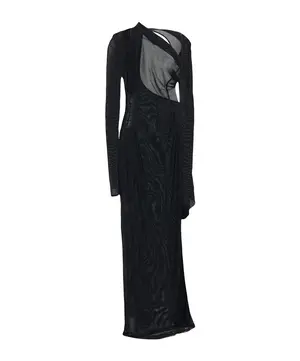 Jacquemus Bodycon Tulle Long Sleeve Dress - Black