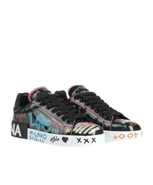 Dolce & Gabbana Multi-color Leather Casual Shoes - Black