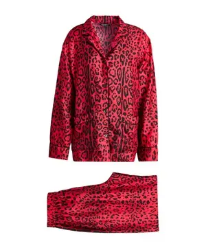 Dolce & Gabbana Minimalist Leopard Print Pajamas - Red