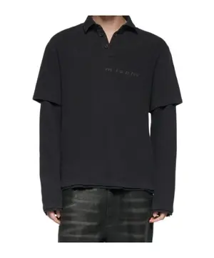 MISBHV Graphic Layered Long-sleeved Polo Shirt - Black