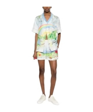 Casablanca Cuban-collar Printed Shirt