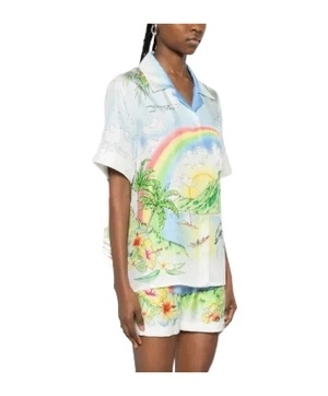 Casablanca Cuban-collar Printed Shirt