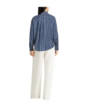 Brunello Cucinelli Striped Poplin Long Sleeve Shirt