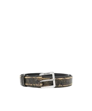 Attico Cracked Buckle Leather Belt - Black