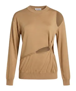 Sportmax Wool Knitwear With Rhinestone Embellishments - Sand-colored