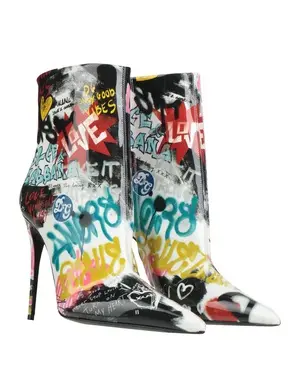 Dolce & Gabbana Printed Pointed Toe Zip Up Ankle Boots