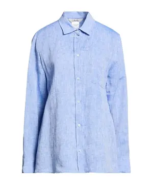 Max Mara Solid Color Linen Long Sleeve Shirt - Blue
