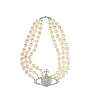 VIVIENNE WESTWOOD Logo Pearl Collar Necklace