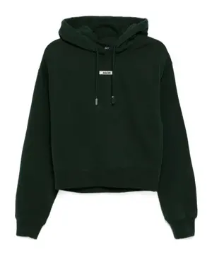 Jacquemus Cropped Hoodie With Drawstring Hood And Ribbed Details - Black