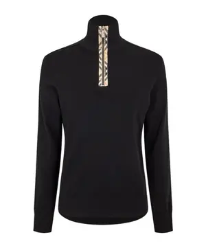 Burberry Knit Pullover With Zip Detail - Black