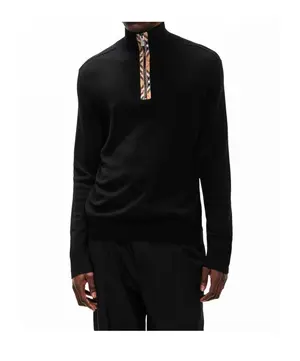 Burberry Knit Pullover With Zip Detail - Black