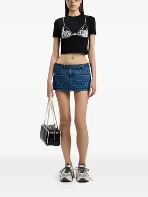 Palm Angels Black Bra Pattern Cropped T-shirt