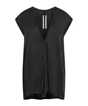 Rick Owens Solid-colored Satin Short-sleeve Top - Black