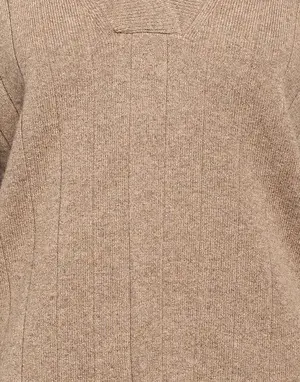 Max Mara Cashmere V-neck Jumper With Leather Trims