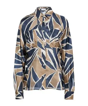 Brunello Cucinelli Long Sleeve Printed Silk Shirt