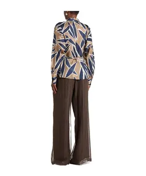 Brunello Cucinelli Long Sleeve Printed Silk Shirt