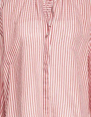 Brunello Cucinelli Striped Organza Blouse With Lace-up Neckline
