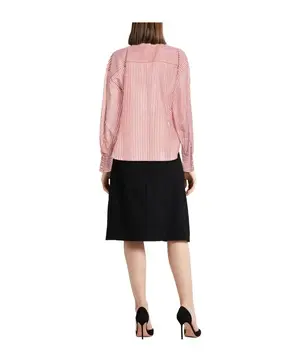 Brunello Cucinelli Striped Organza Blouse With Lace-up Neckline