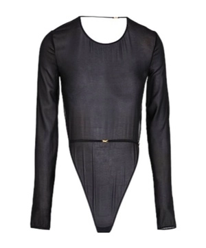 Saint Laurent Long Sleeve Sheer Top - Black
