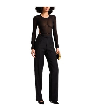 Saint Laurent Long Sleeve Sheer Top - Black