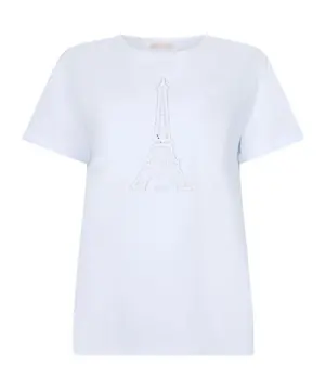 Liu Jo Crew Neck T-shirt With Openwork Embroidery