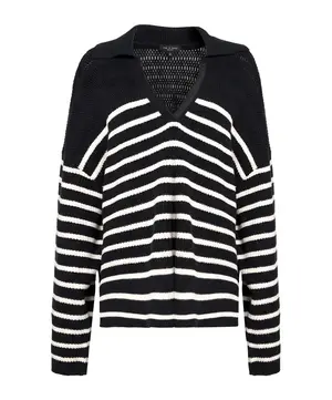Rag & Bone Striped V-neck Knit Pullover With Side Slits