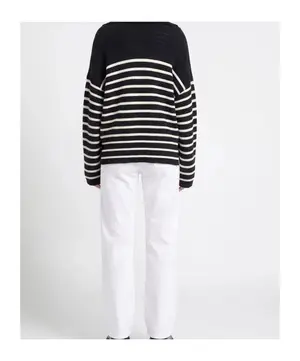 Rag & Bone Striped V-neck Knit Pullover With Side Slits