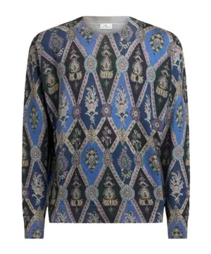 Etro Wool Jacquard Sweater With Diamond Motif - Black