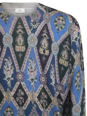Etro Wool Jacquard Sweater With Diamond Motif - Black