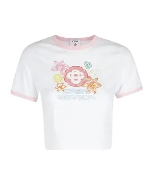Casablanca Printed Cropped T-shirt - White