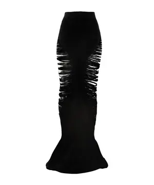 Rick Owens Solid Color Wool Midi Skirt - Black