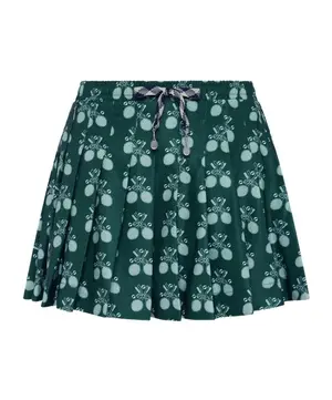 The Upside Racquet-patterned Pleated Mini Skirt - Green