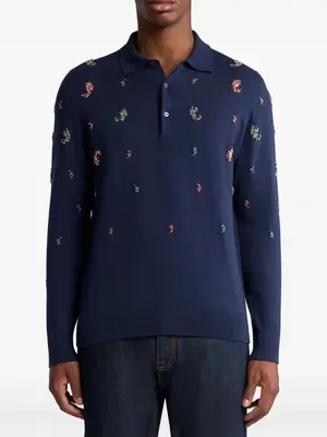 Etro Polo Shirt With Crystal-detailed Mini Paisley