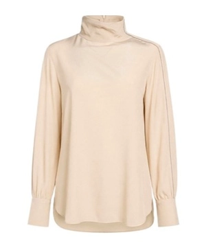Brunello Cucinelli Silk Crepe Turtleneck Top With Appliqués