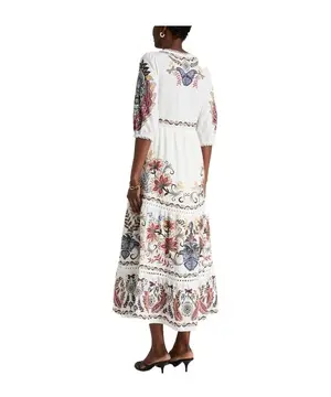 Farm Rio Bohemian Paisley-print Maxi Dress With Lace Trims