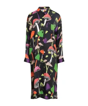 Farm Rio Printed Satin Shirt Dress - Black