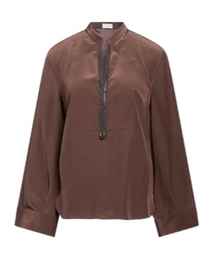 Brunello Cucinelli Solid-color Satin Long Sleeves - Chocolate Brown