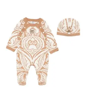 Etro Damask-pattern Knitted Babygrow Set