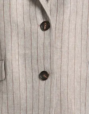 Brunello Cucinelli Single-breasted Striped Tweed Blazer