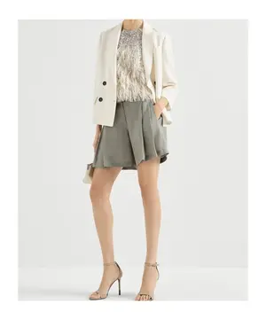 Brunello Cucinelli Sequin And Feather Embellished Sleeveless Top - Nude
