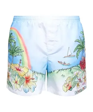 Casablanca Aloha Print Swim Shorts - White