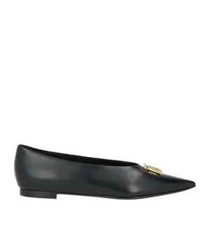 Burberry Leather Ballerina Flats With Gold Tone Emblem