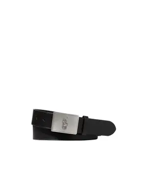 Polo Ralph Lauren Plaque Buckle Leather Belt - Black